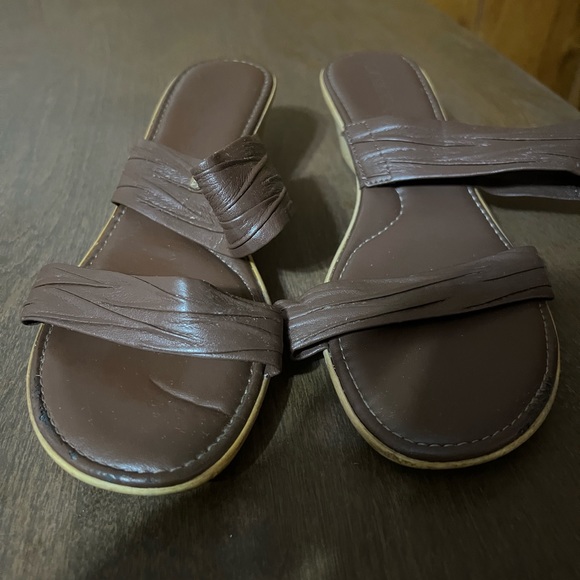 damiani | Shoes | Damianis Sandals Made In Italy Brown Tan Wedge Heel ...